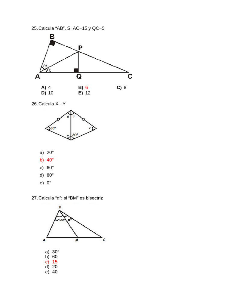 Examen Pre 2° Sec. Geom. | PDF