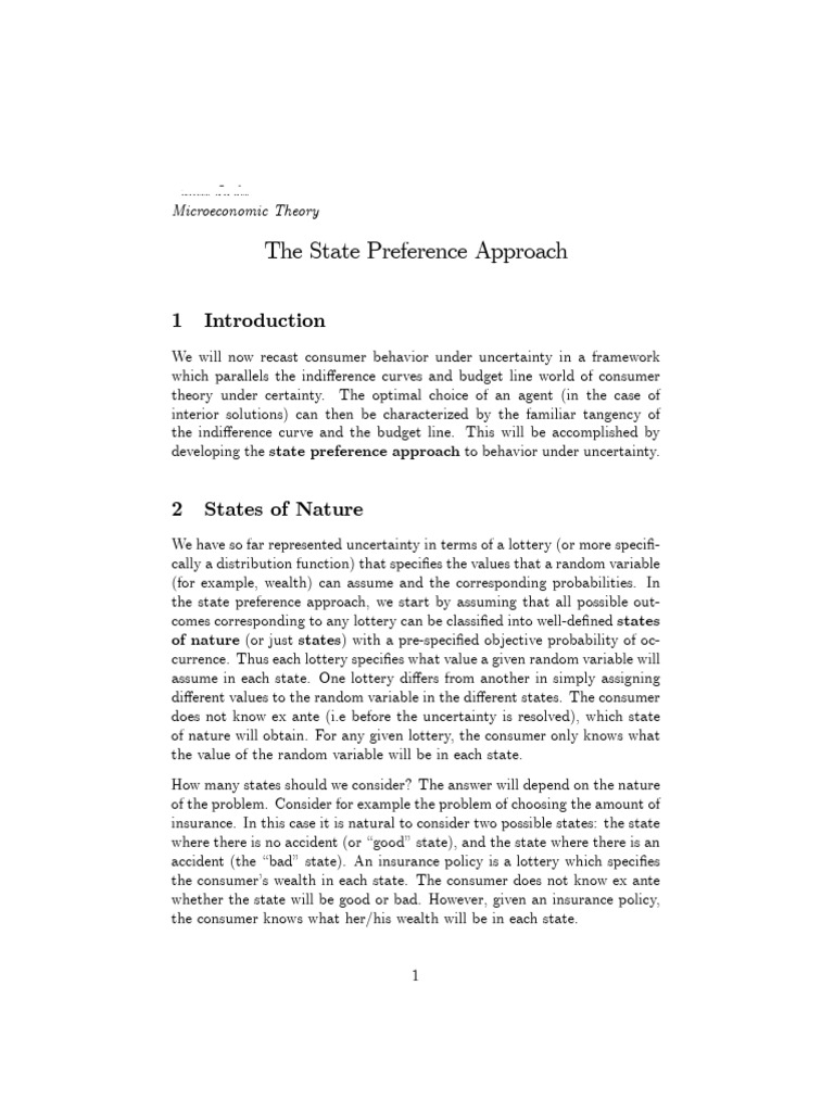 5.LectureNotes State Preference | PDF | Utility | Risk Aversion