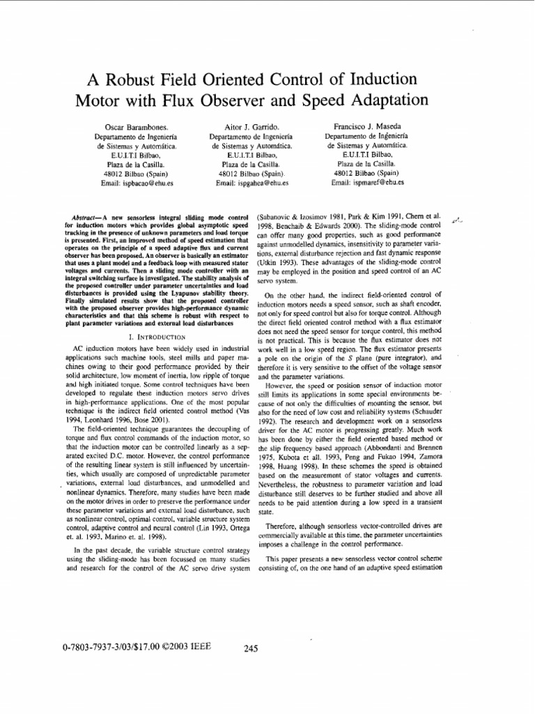 A Robust Field Oriented Control of Induction Motor With Flux Observer ...