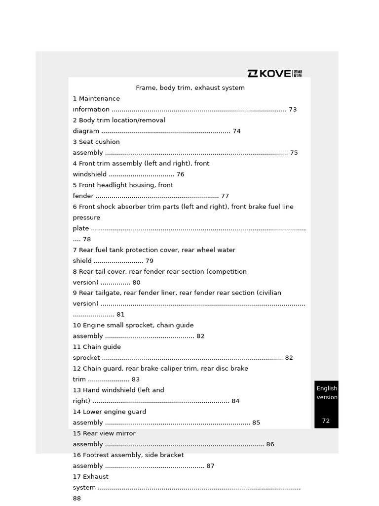 Frame Body Trim Exhaust System72-88 | PDF | Screw | Nut (Hardware)