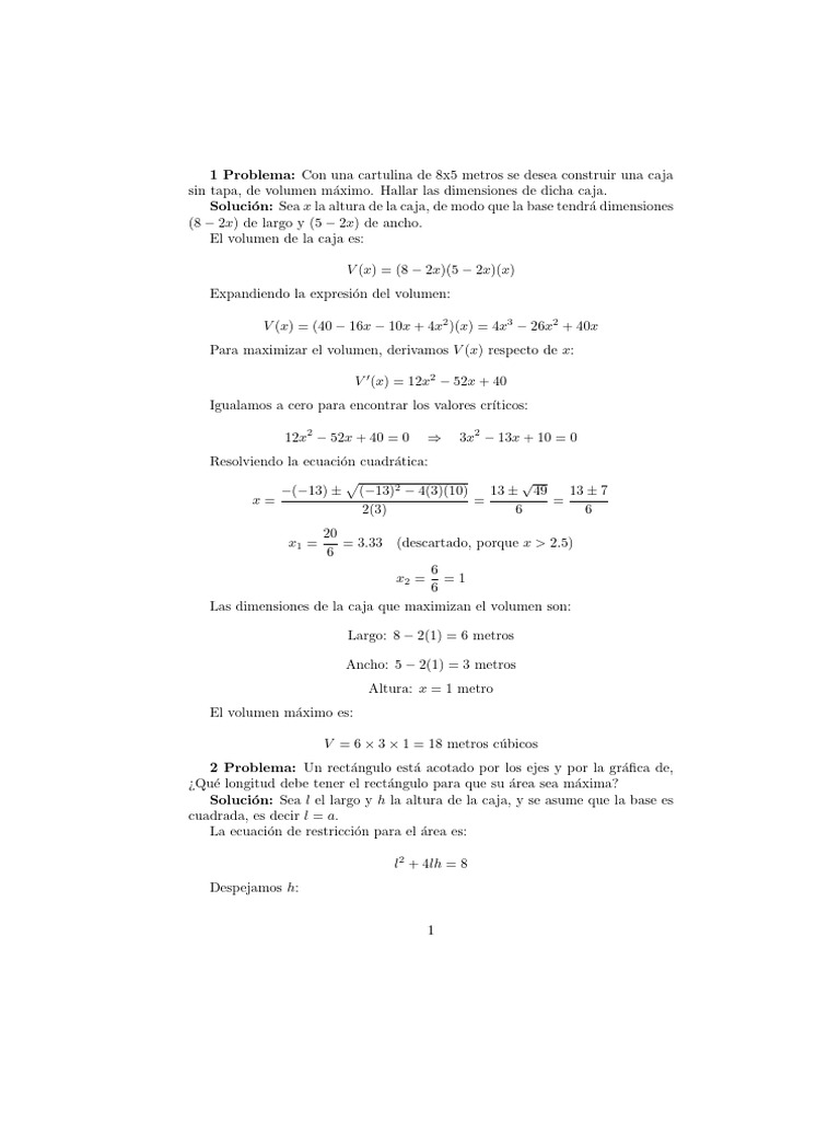 Ejercicios de Optimización | PDF | Esfera | Volumen