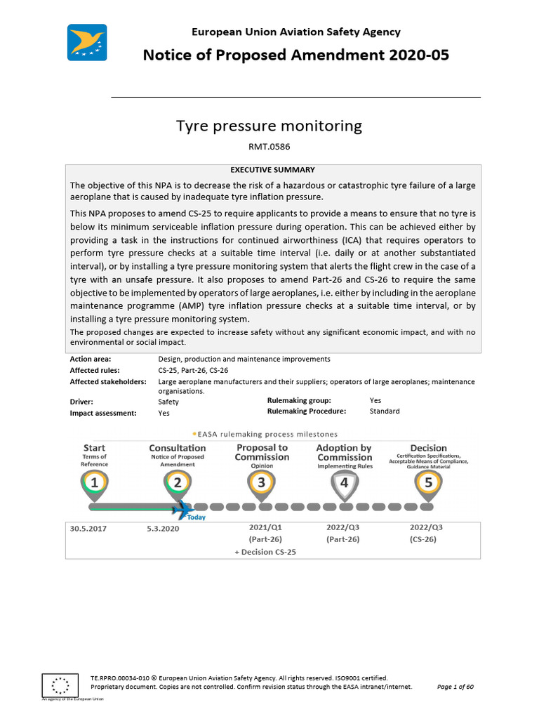 Tyre Pressure Monitoring NPA 2020-05 | PDF | Aviation