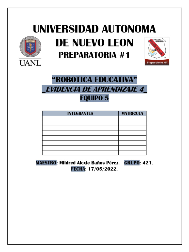 Equipo-5 EV4 RE | PDF | Robot | Robótica