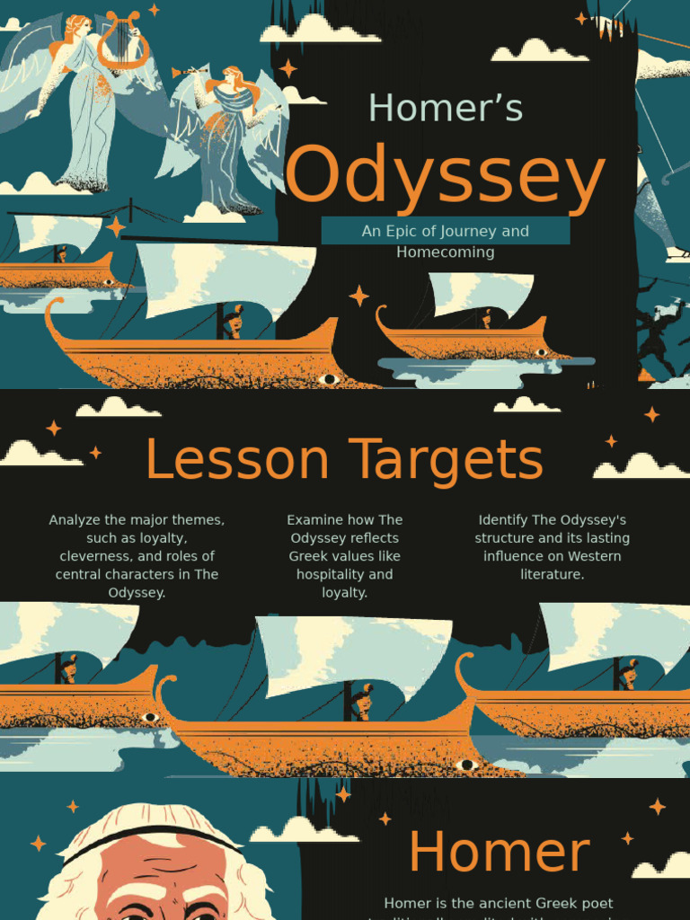 Greek Mythology Homer's The Odyssey ELA Presentation in Black, Blue ...