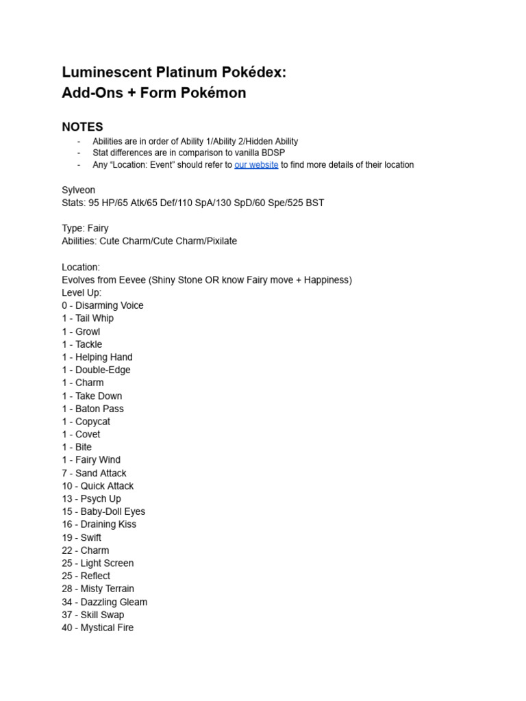 Lumi Dex 2.0F - Add-Ons + Form Pokémon (Text) | PDF | Birds