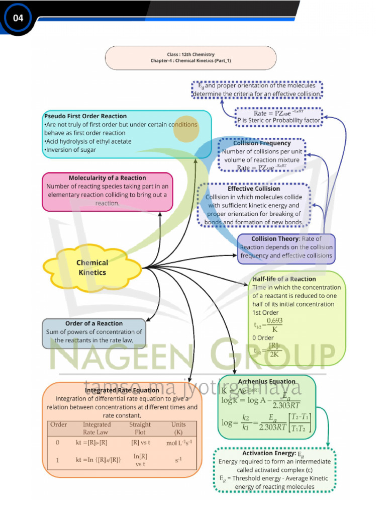 CLASS XII Chemistry MIND MAP CH - 3. Chemical Kinetics | PDF | Teachers | Expert