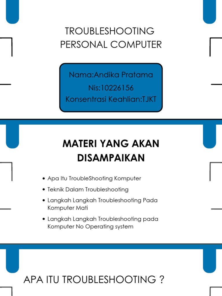 Andika Pratama - XII TKJ 3 - Troubleshooting Personal Komputer | PDF