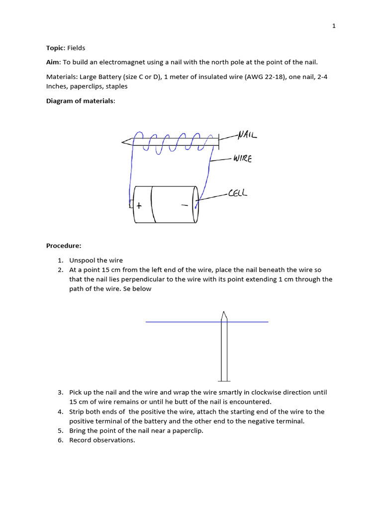 Electromagnet Procedure | PDF | Home & Garden | Science & Mathematics