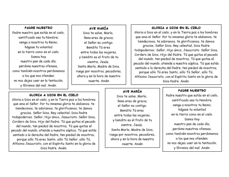 Padre Nuestro, Ave Maria y Gloria A Dios | PDF | orador del Señor | María, madre de Jesús