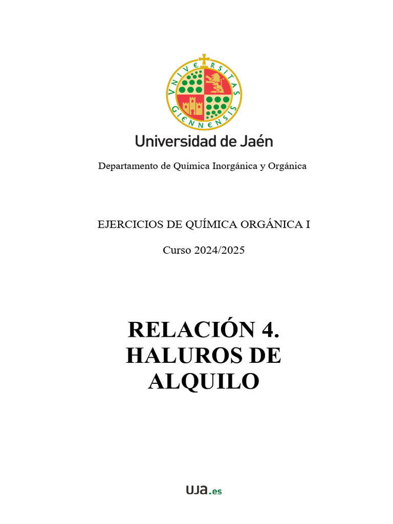Relación 4. Haluros de Alquilo | PDF | Reacciones químicas | Química Física