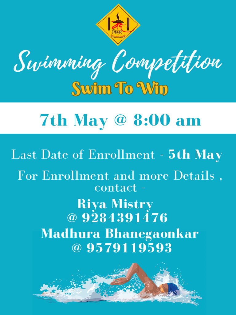 Swimming Competition Enrollment Deadline | PDF