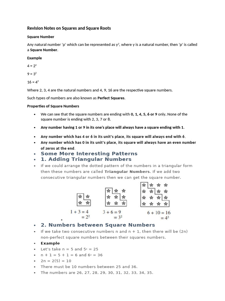 ch5 Square and Square Roots | PDF | Division (Mathematics) | Numbers