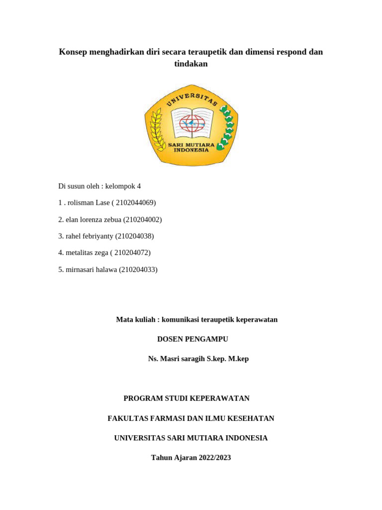 Konsep Menghadirkan Diri Secara Teraupetik Dan Dimensi Respond Dan Tindakan | PDF | Pengembangan ...
