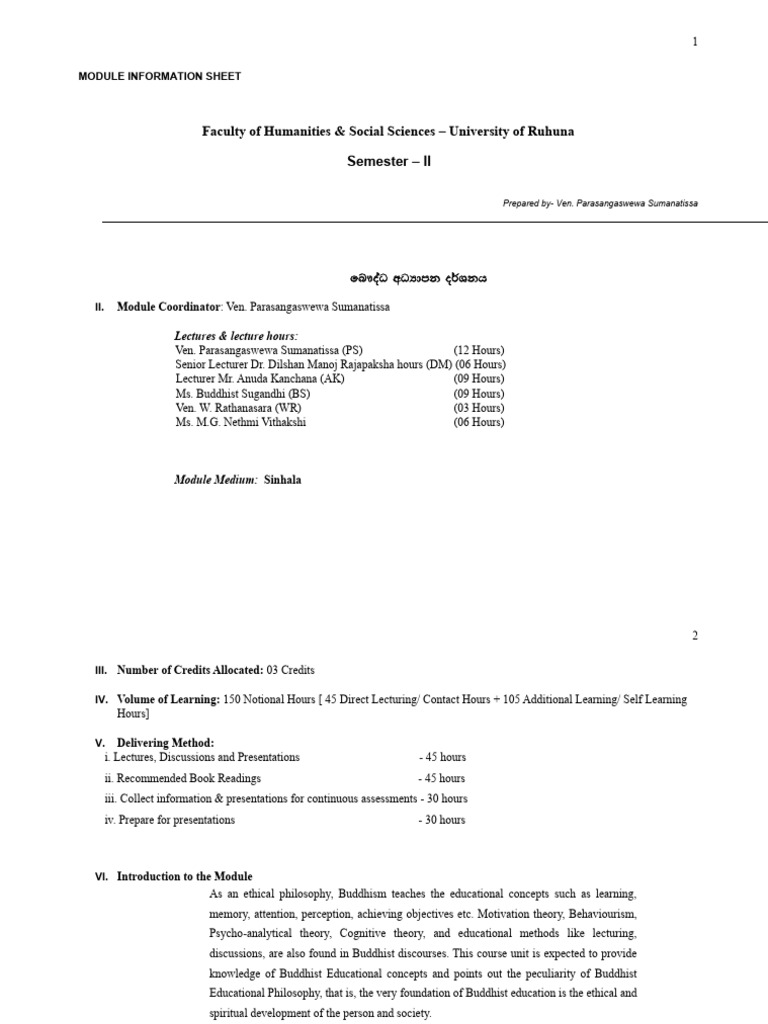 Bst 22523 Module Information Sheet (1) | PDF | Psychology | Philosophy ...