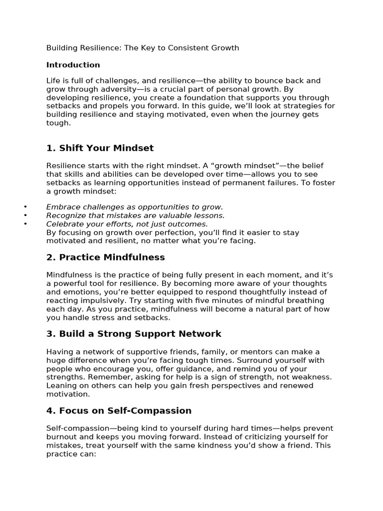 Building Resilience - The Key To Consistent Growth | PDF ...