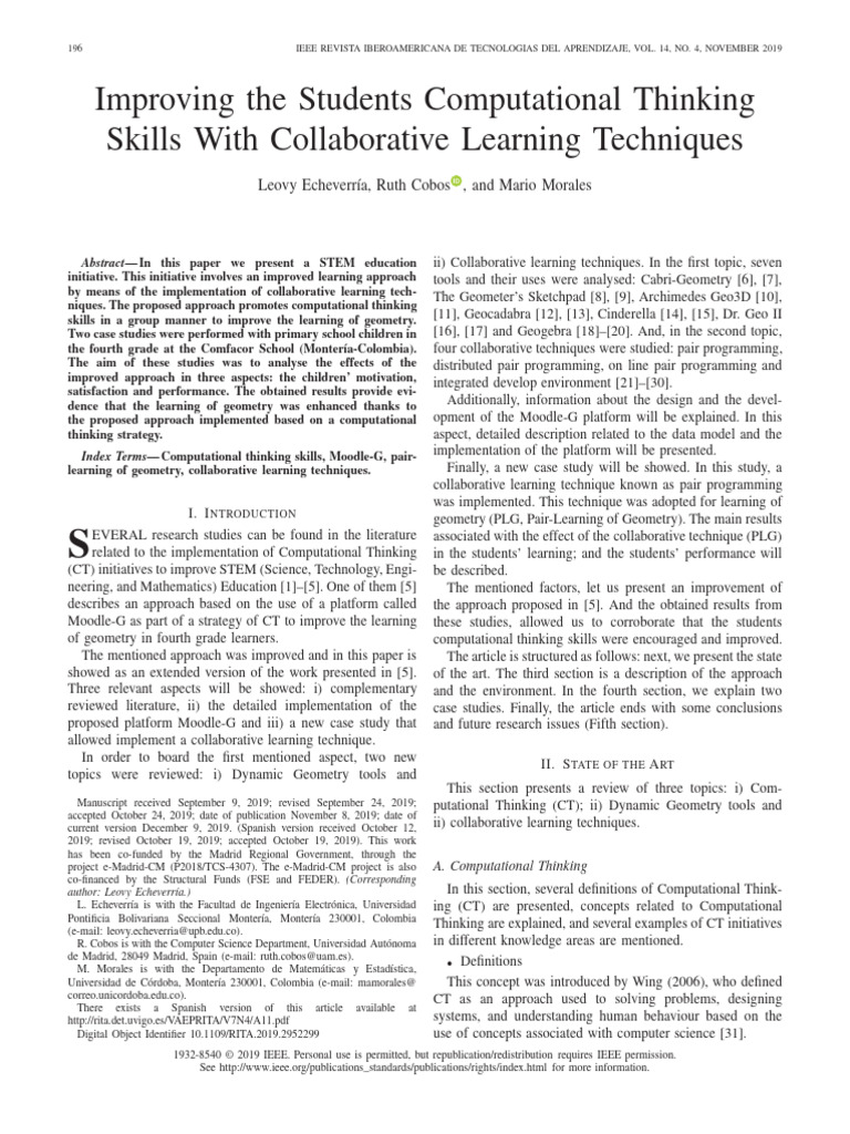 Improving The Students Computational Thinking Skills With Collaborative Learning Techniqu | PDF ...