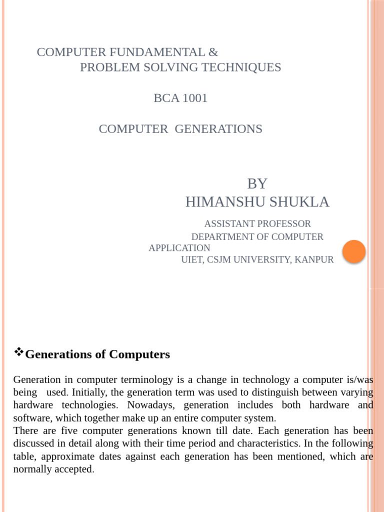 Generations | PDF | Integrated Circuit | Central Processing Unit