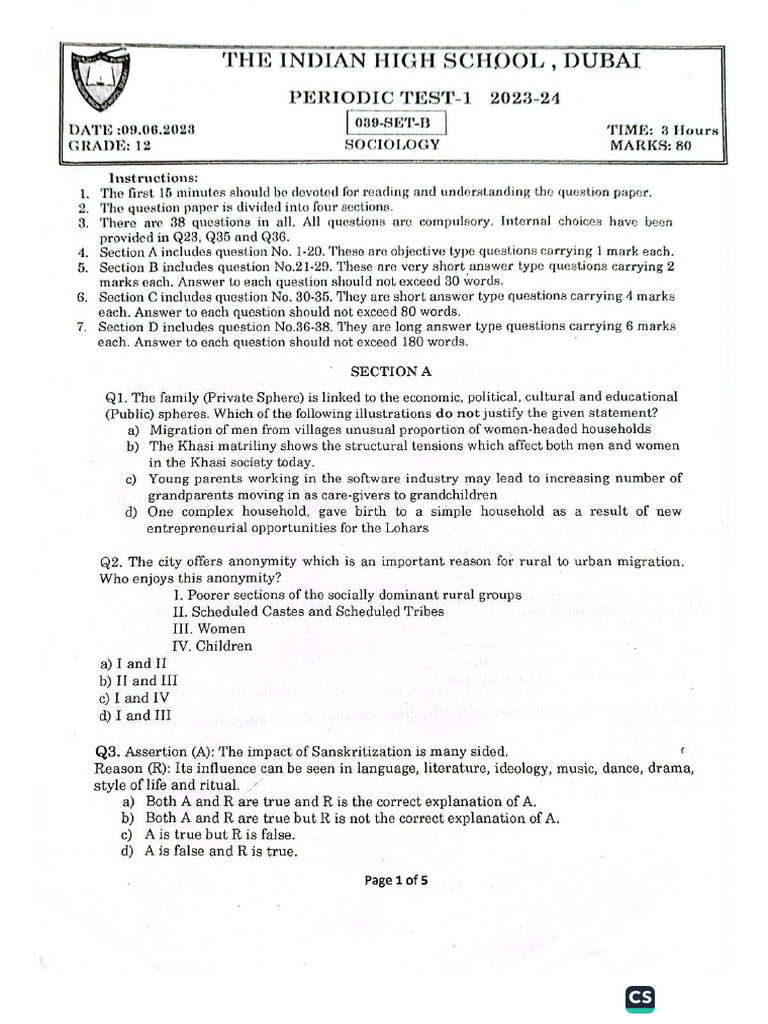 Socio PT 1 2023 Paper Grade 12 | PDF