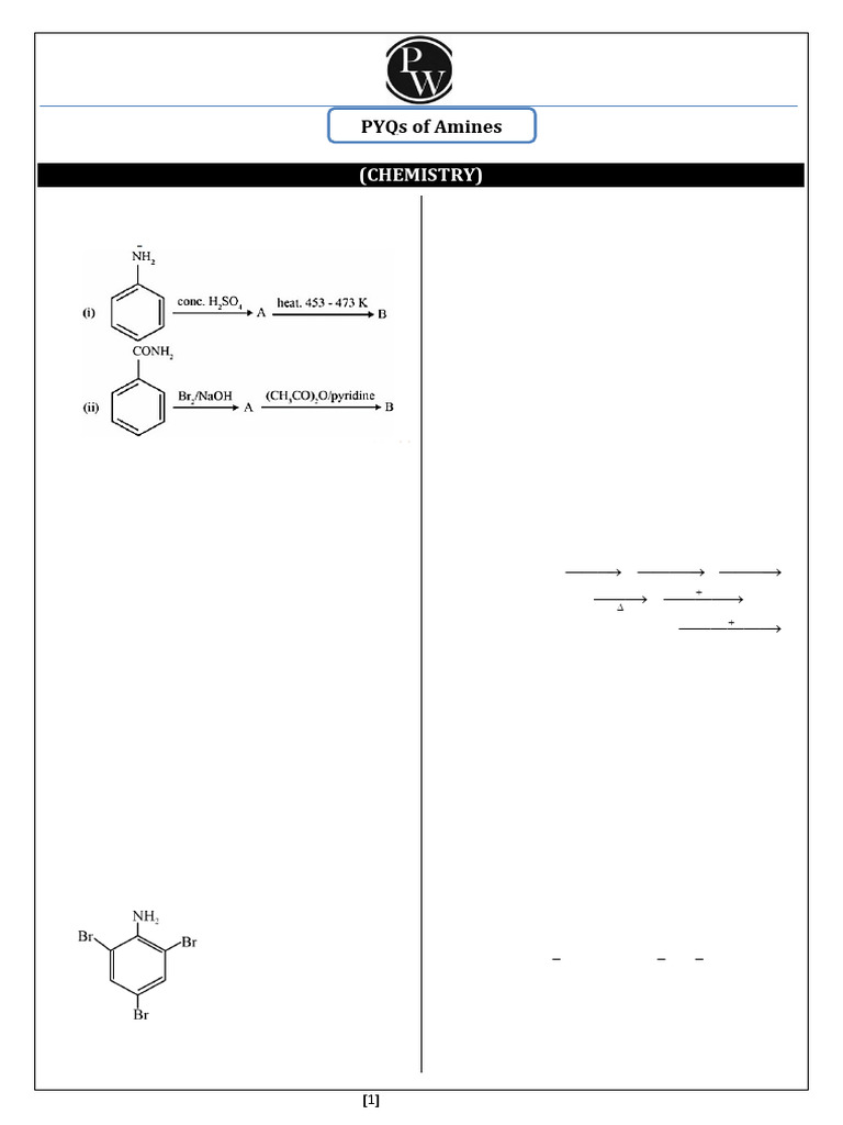PYQ-09 Amines Question Bank | PDF | Amine | Organic Chemistry