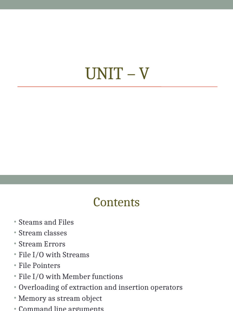 oop_unit-v | PDF | Input/Output | C++ oop_unit-v | PDF | Input/Output | C++