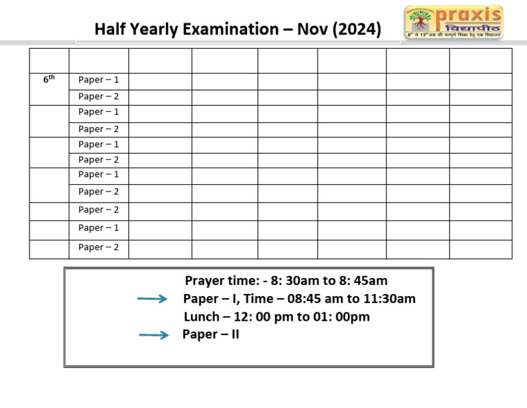 Exam Schedule for Grades 6-12 | PDF