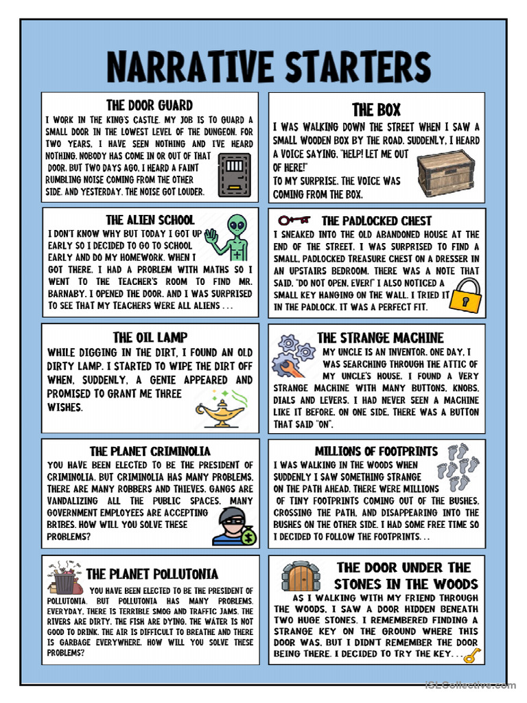 Writing - Narrative Starters - Past Tenses | PDF