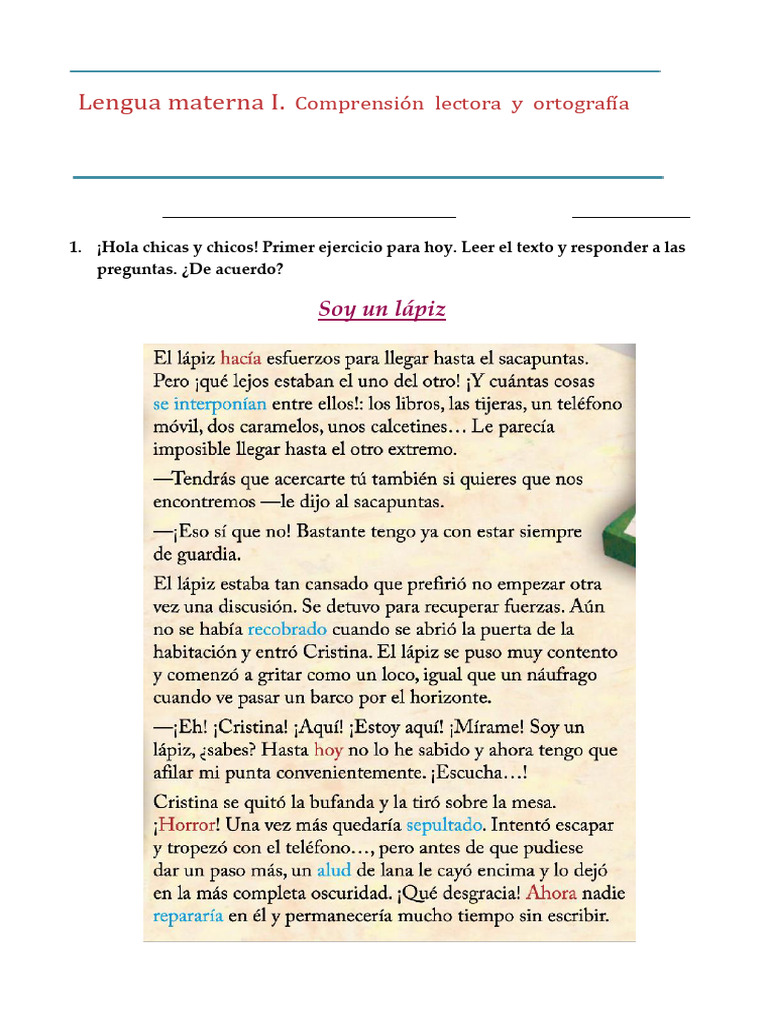 Ejercicios de Comprensión Lectora y Ortografía | PDF | Juegos y actividades
