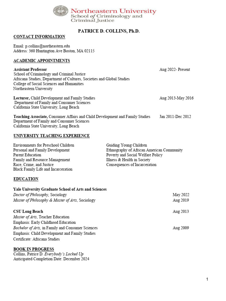 Patrice Collins: Academic Profile | PDF | Yale University | Liberal ...