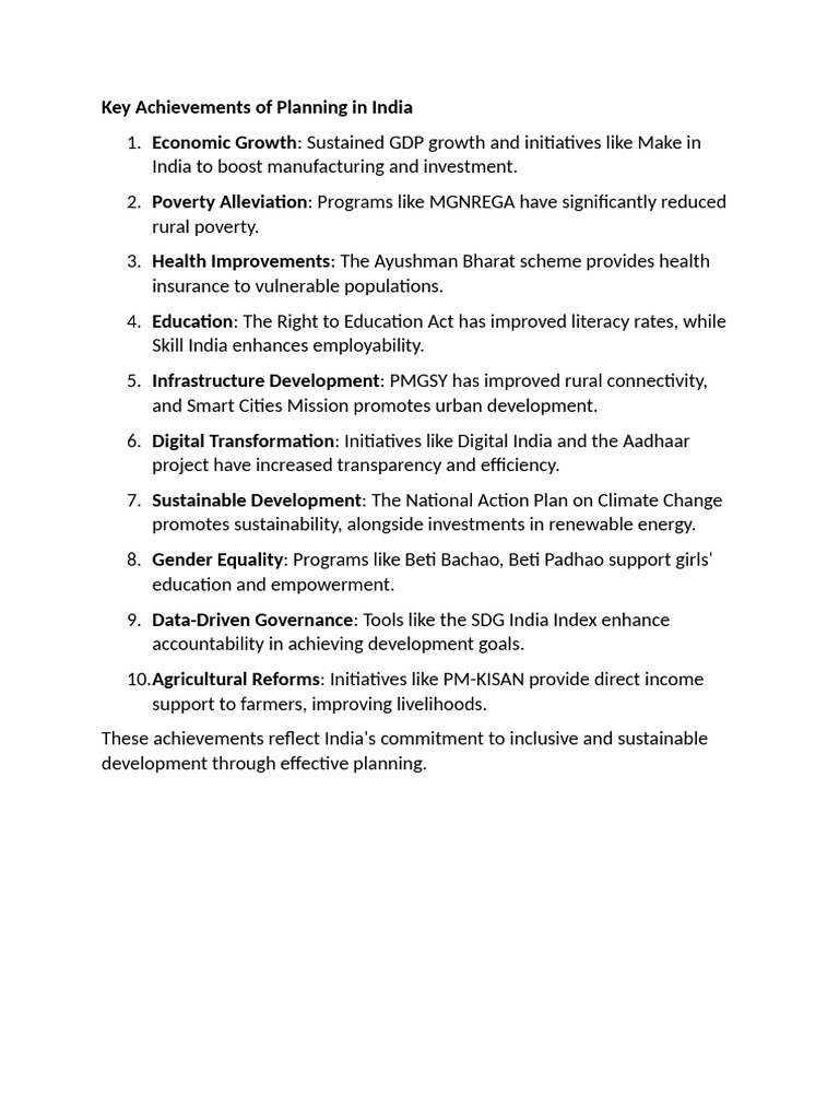 India's Key Planning Achievements | PDF