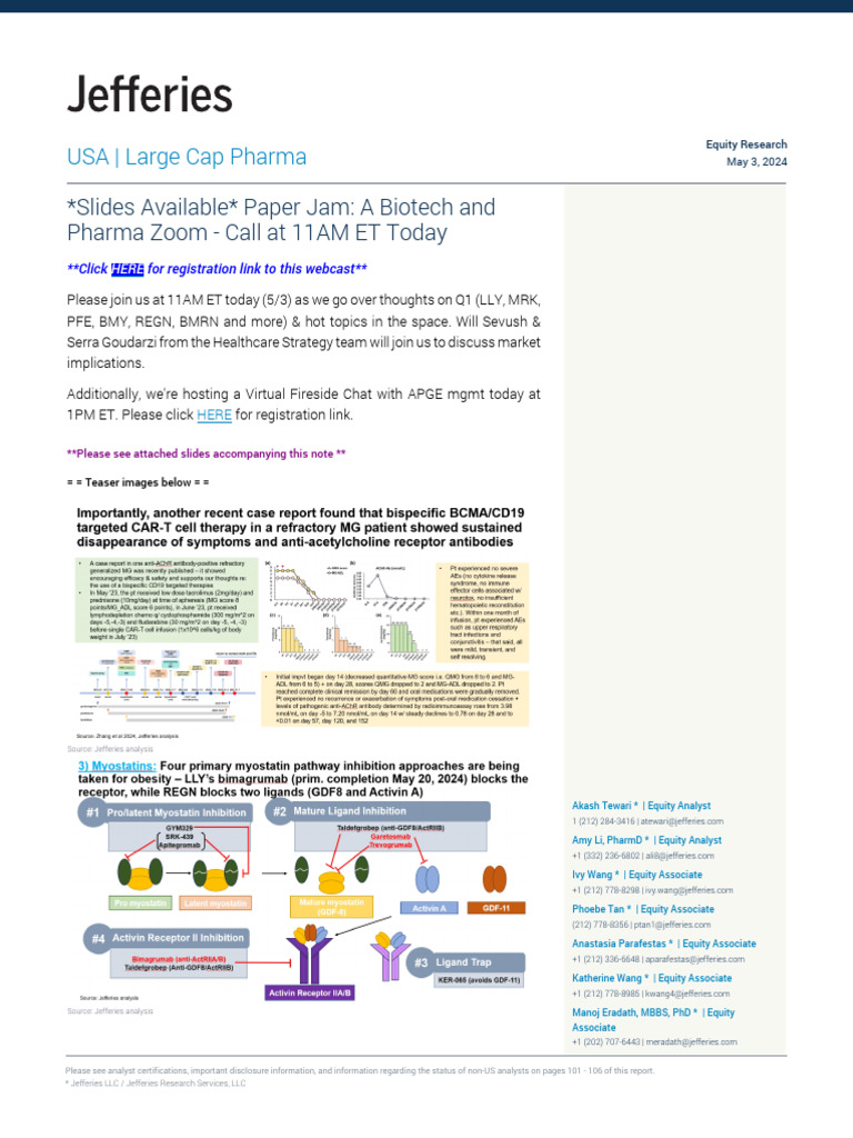 Jefferies VYGR Slides Available Paper Jam A Biotech and Pharma Zoom | PDF | Neoplasms | Diseases ...