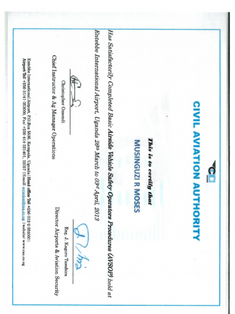 CAA AVSOP Certificate | PDF