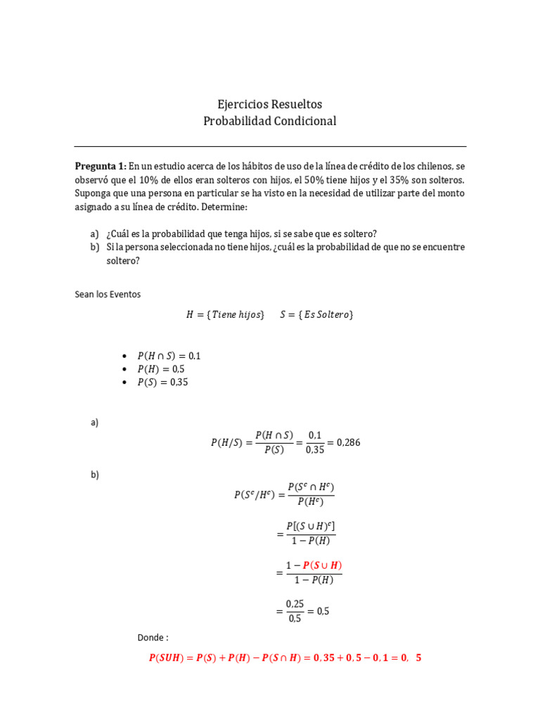 Ejercicios Resueltos de Prob Condicional | PDF | Teoría de probabilidad | Probabilidad