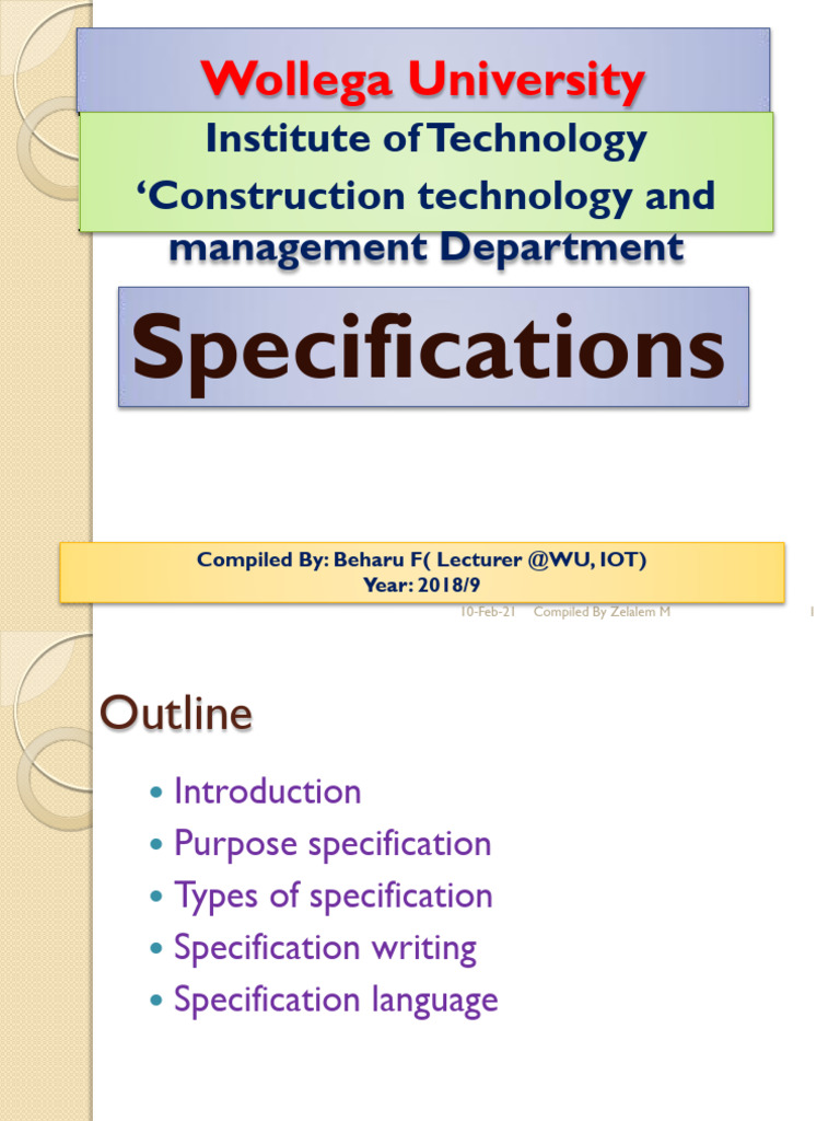 Lecture 1.construction Specifications | PDF | Specification (Technical Standard) | Information