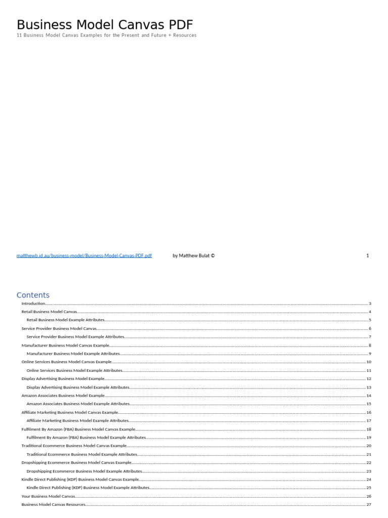 Business Model Canvas Examples PDF | PDF | Internet | Marketing