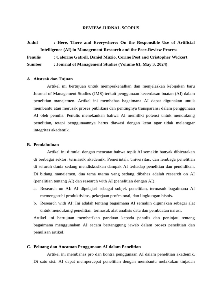 Kebijakan AI dalam Riset Manajemen | PDF