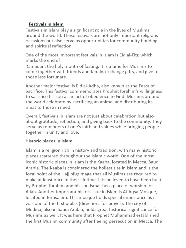 Festivals in Islam, Pilgrimages Etc ISLAM | PDF | Hajj | Abrahamic ...