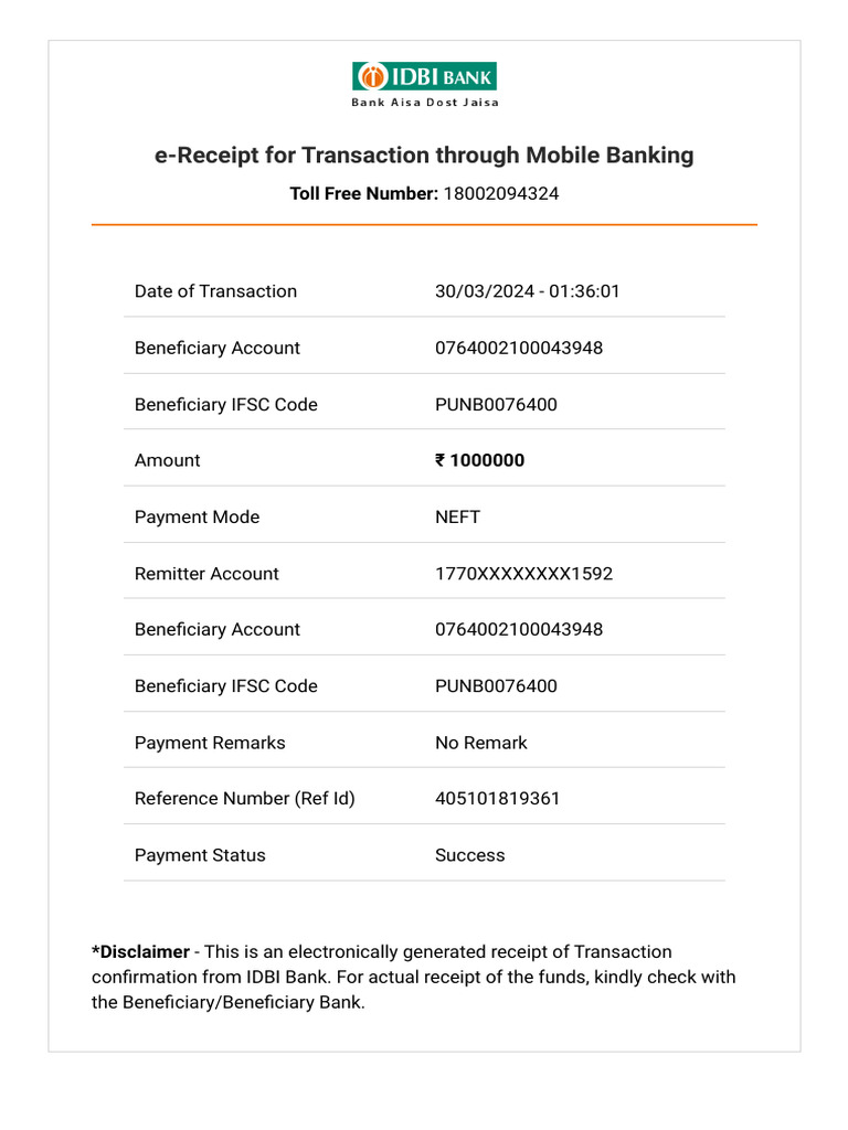 NEFT-Transfer-Receipt-Sat Mar 30 2024 133607 GMT+0530 (India Standard Time) | PDF | Finance ...