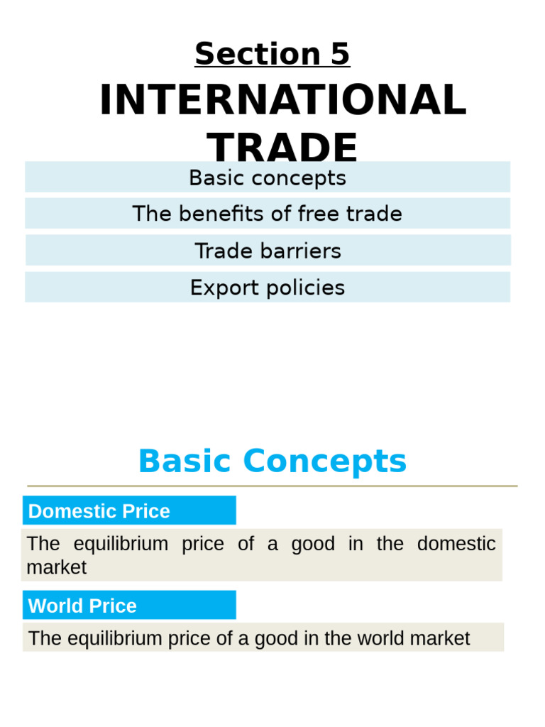Section 5 - International Trade 230308 | PDF | Non Tariff Barriers To ...