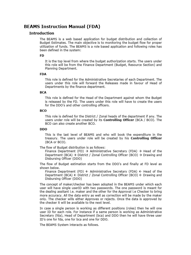 BEAMS Instruction Manual | PDF | Password | Software