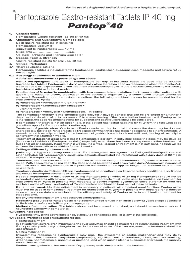 Pantop 40 Tablets B22 | PDF