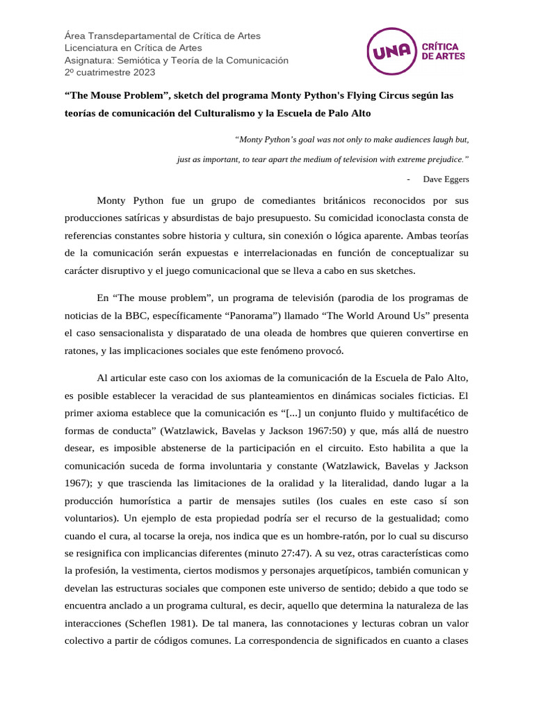 Análisis de "The Mouse Problem" | PDF | Connotación | Información