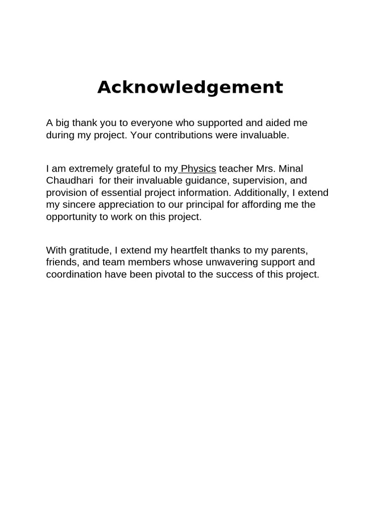 Project Acknowledgement Pdf