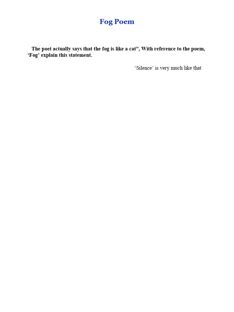 Fog Notes | PDF | Poetry