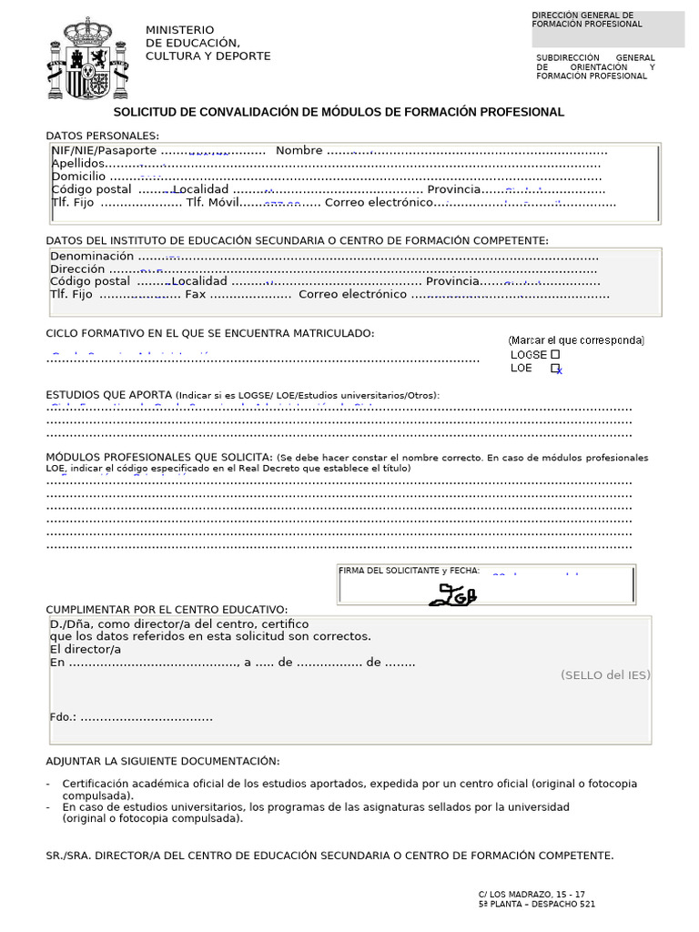 Modelo de Convalidación | PDF