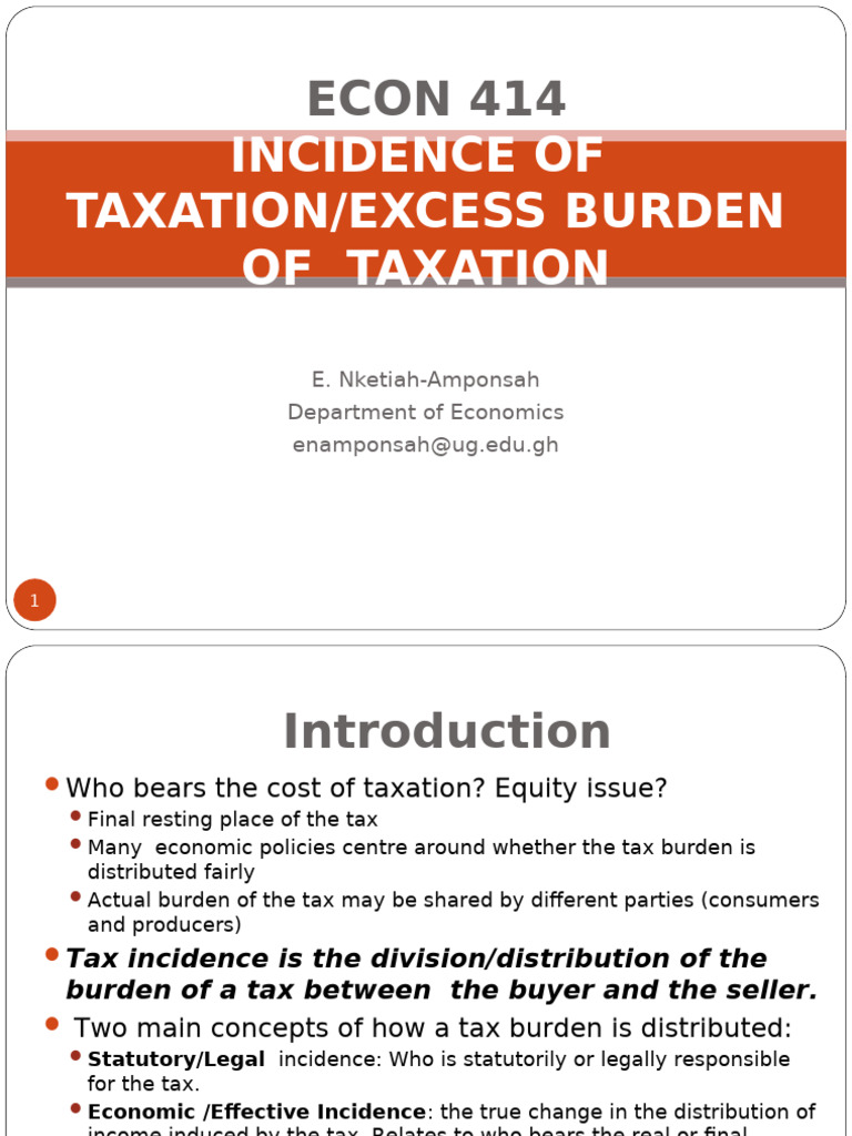 Incidence of Taxation-2013-2 | PDF | Tax Incidence | Elasticity (Economics)