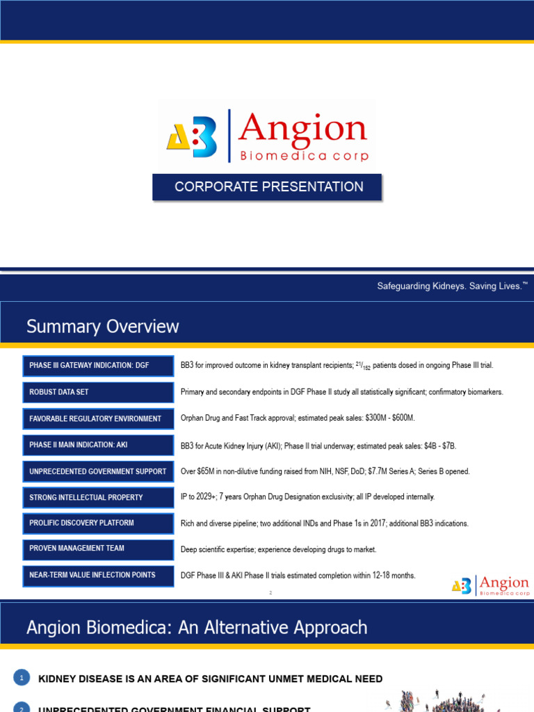 Angion Presentation MARCH 2017 ALL SLIDES | PDF | Kidney ...