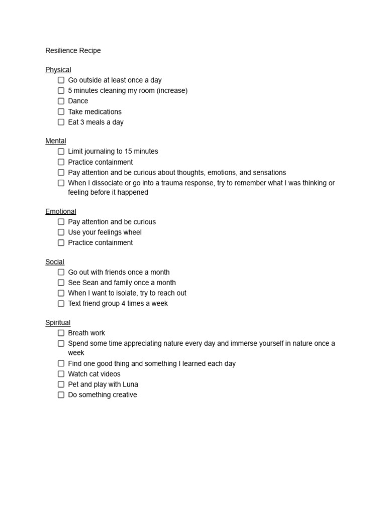 Resilience Recipe | PDF