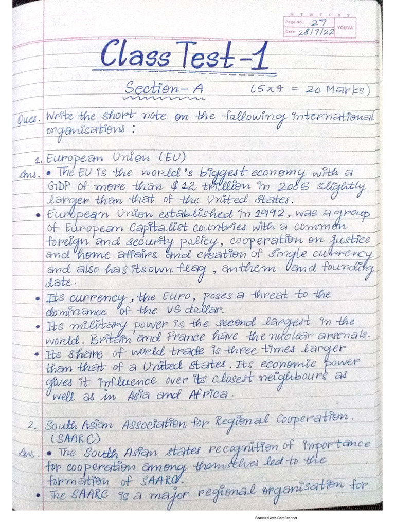 Class Test - 1 (Safiya) | PDF