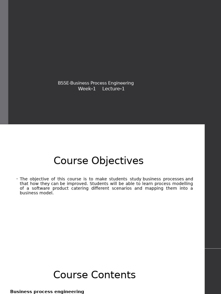 Week 1 Lec 1 BPE | PDF | Business Process | Engineering