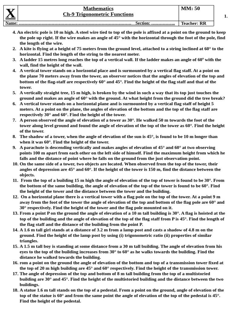 Ch 9 WS | PDF | Flag | Distance